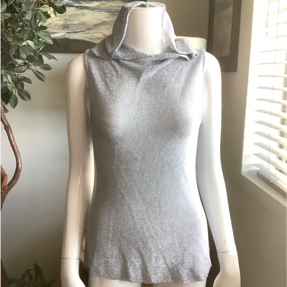 Zara | Tops | Zara Silver Chainmail Hooded Sleeveless Top | Poshmark